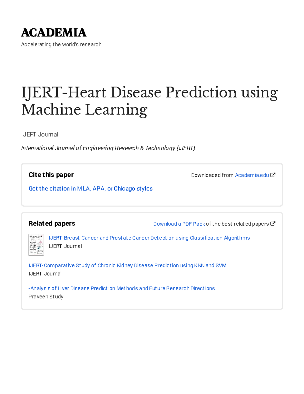 Heart Disease Prediction Using ML Techniques - IJERT V9IS040614 - Studocu