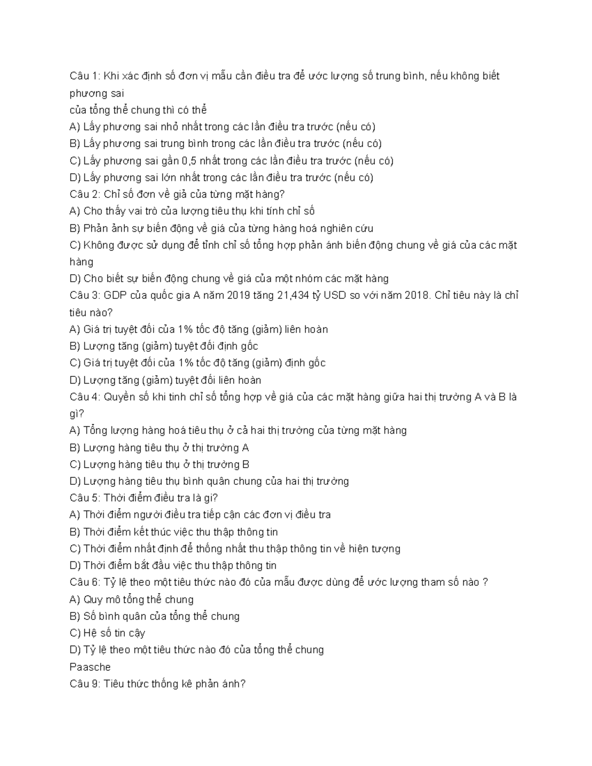 Untitled document - chữa đề - Câu 1: Khi xác định số đơn vị mẫu cần ...