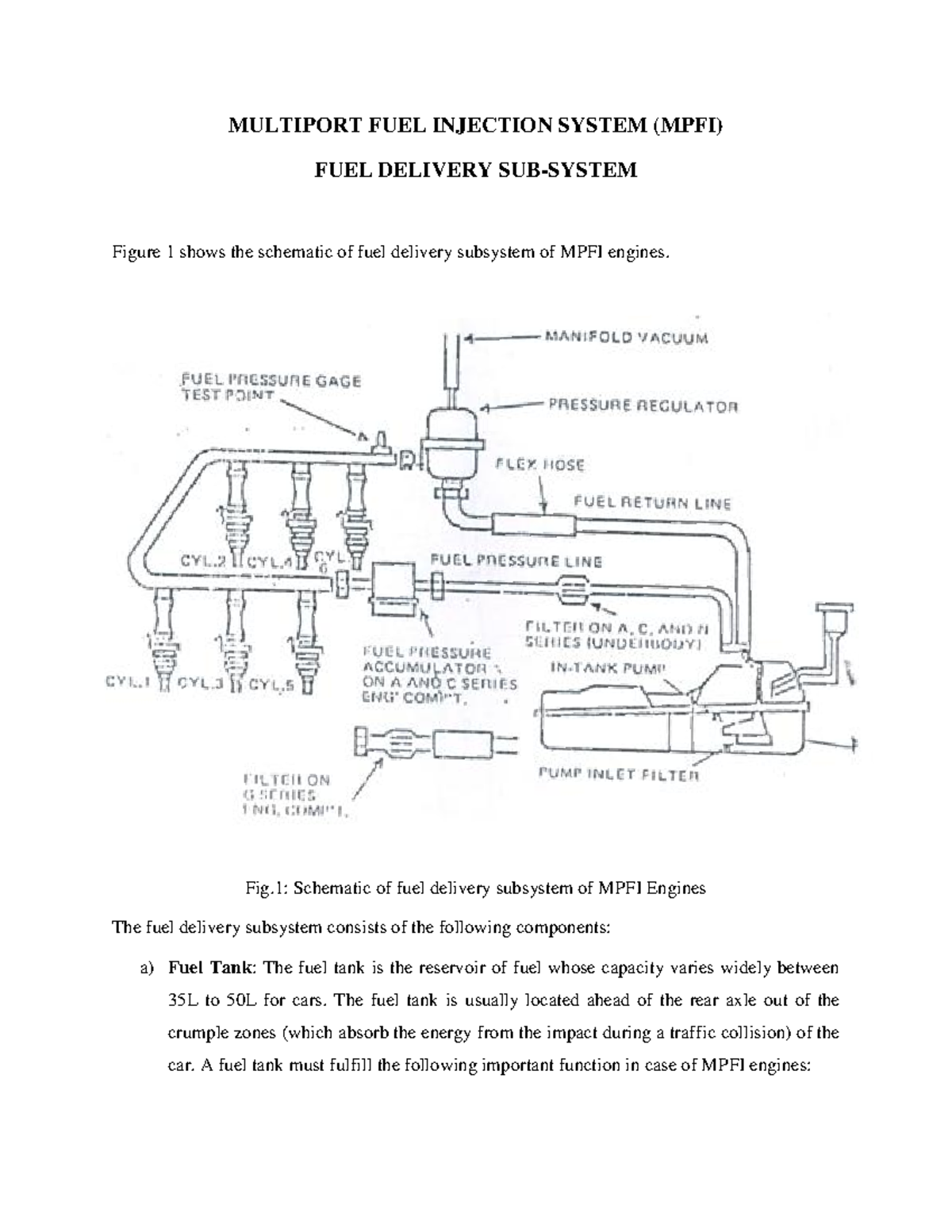 MPFI Fuel Delivery Sub-System Notes: Components and Functions - Studocu
