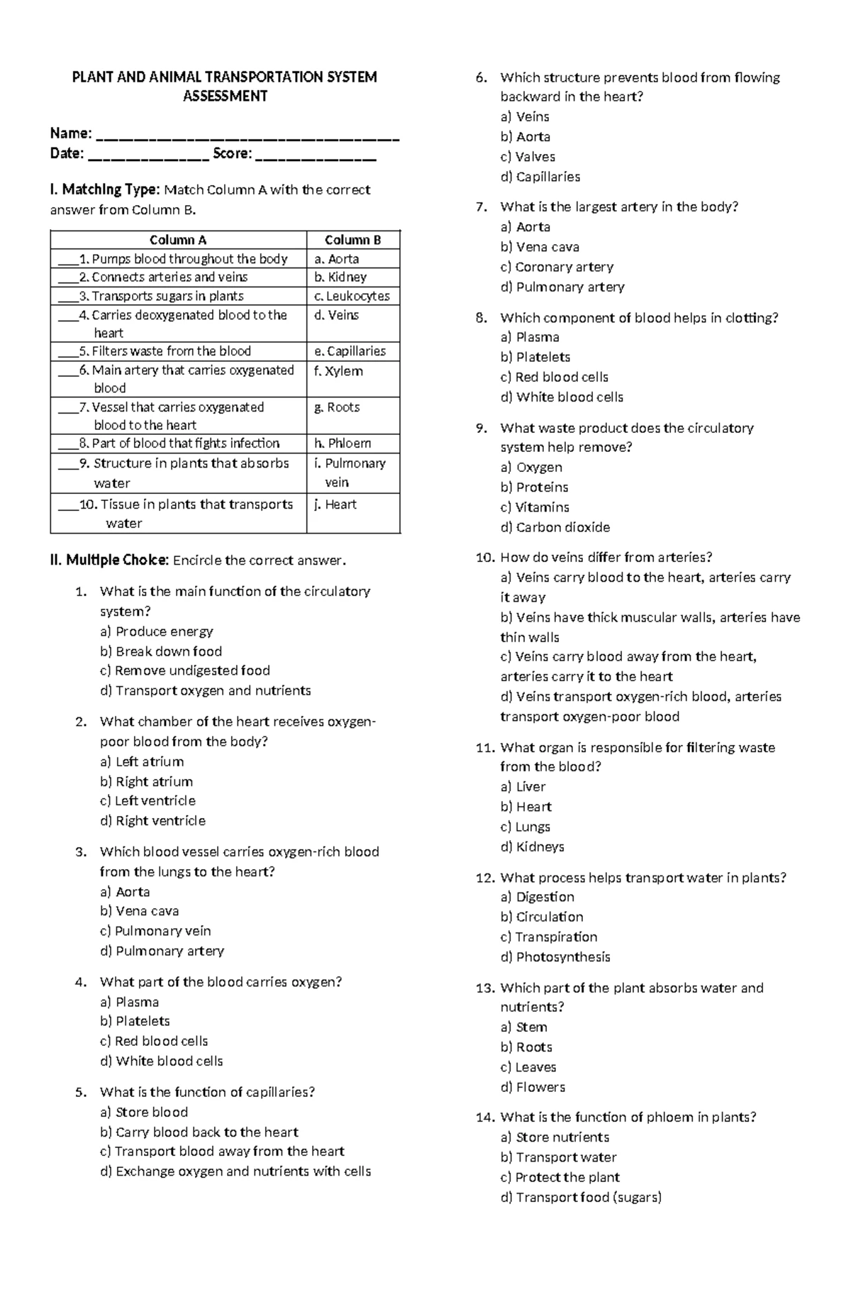 STEM11 WEEK 2 Assessment PART 1 - PLANT AND ANIMAL DEVELOPMENT WEEK 2 ...