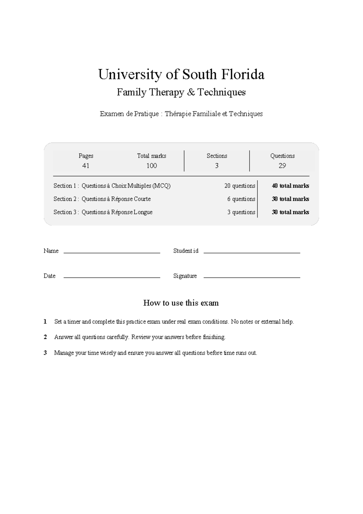 MHS6431 Family Therapy Techniques Practice Exam 2026 - USF Notes - Studocu
