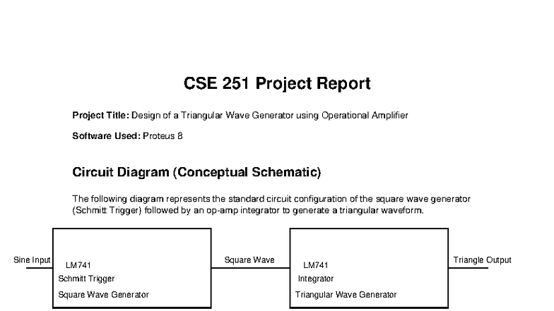 CSE 251 Triangular Wave Generator With Diagram - LM Schmitt Trigger ...