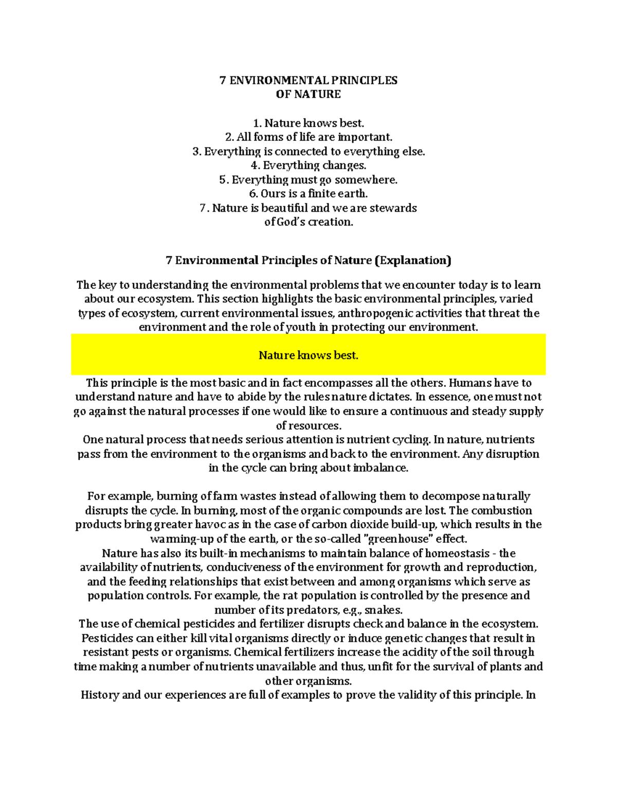 7-Environmental-Principles - 7 ENVIRONMENTAL PRINCIPLES OF NATURE ...