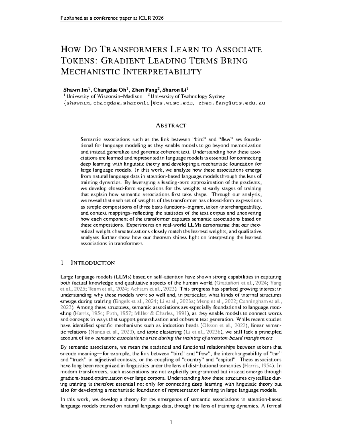 How Transformers Learn to Associate Tokens: Insights from ICLR 2026 ...
