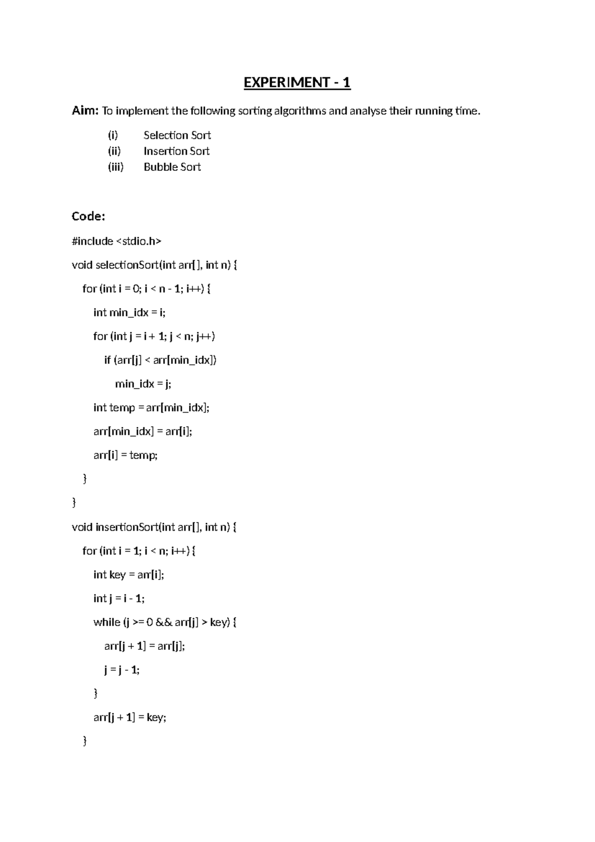 DAA - Practical File on Sorting and Searching Algorithms - Studocu