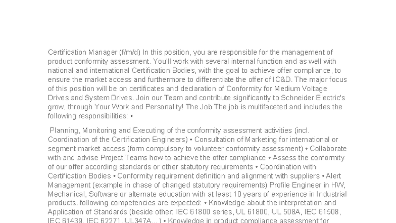 Certification Manager: Role in Product Conformity Assessment - Studocu