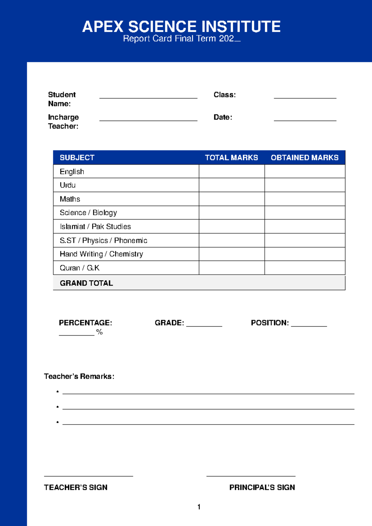 Reportcard tex2 - I need it - Operations Technique - APEX SCIENCE ...