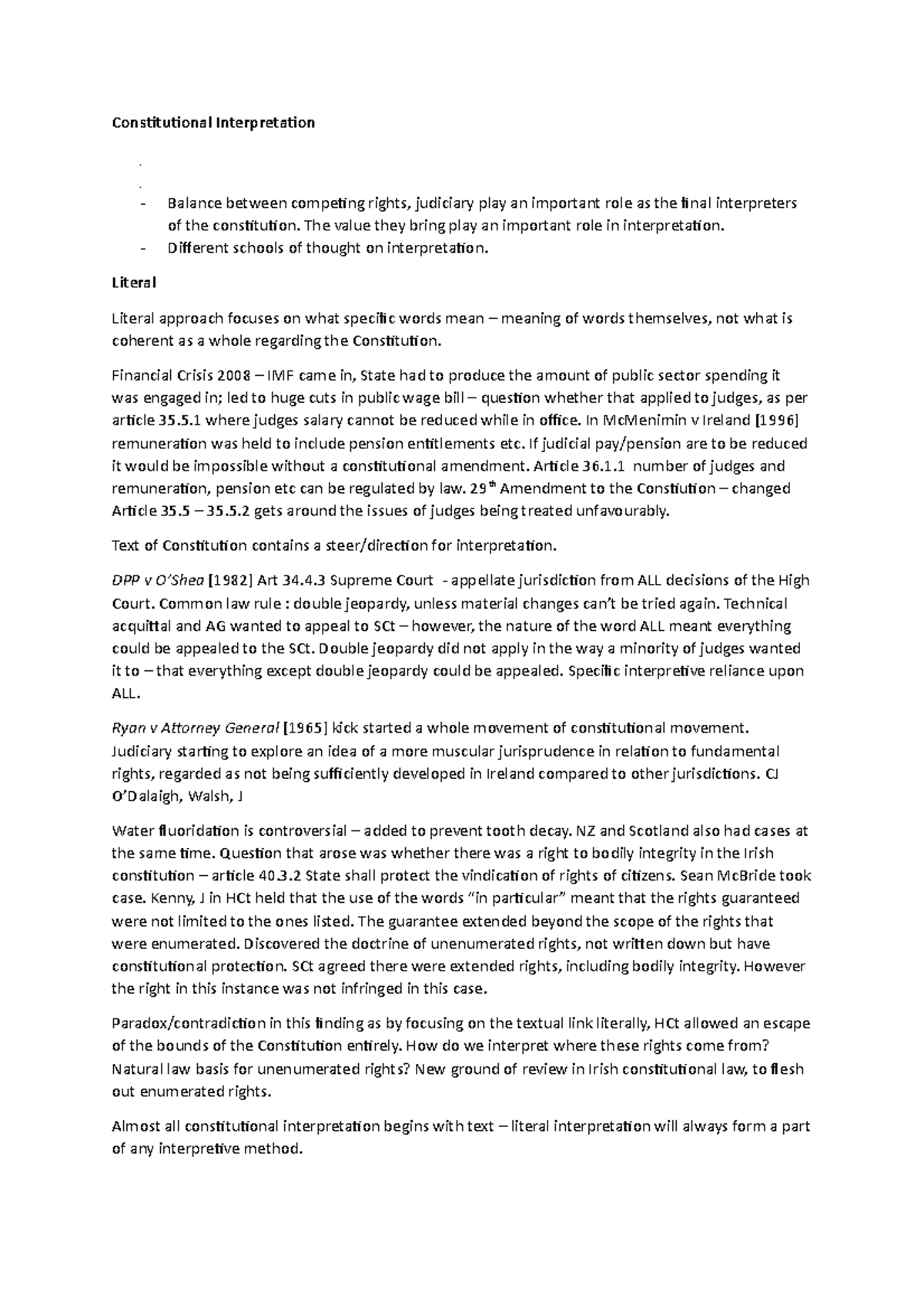 Constitutional Interpretation Lecture Notes (Course Code: LAW401) - Studocu