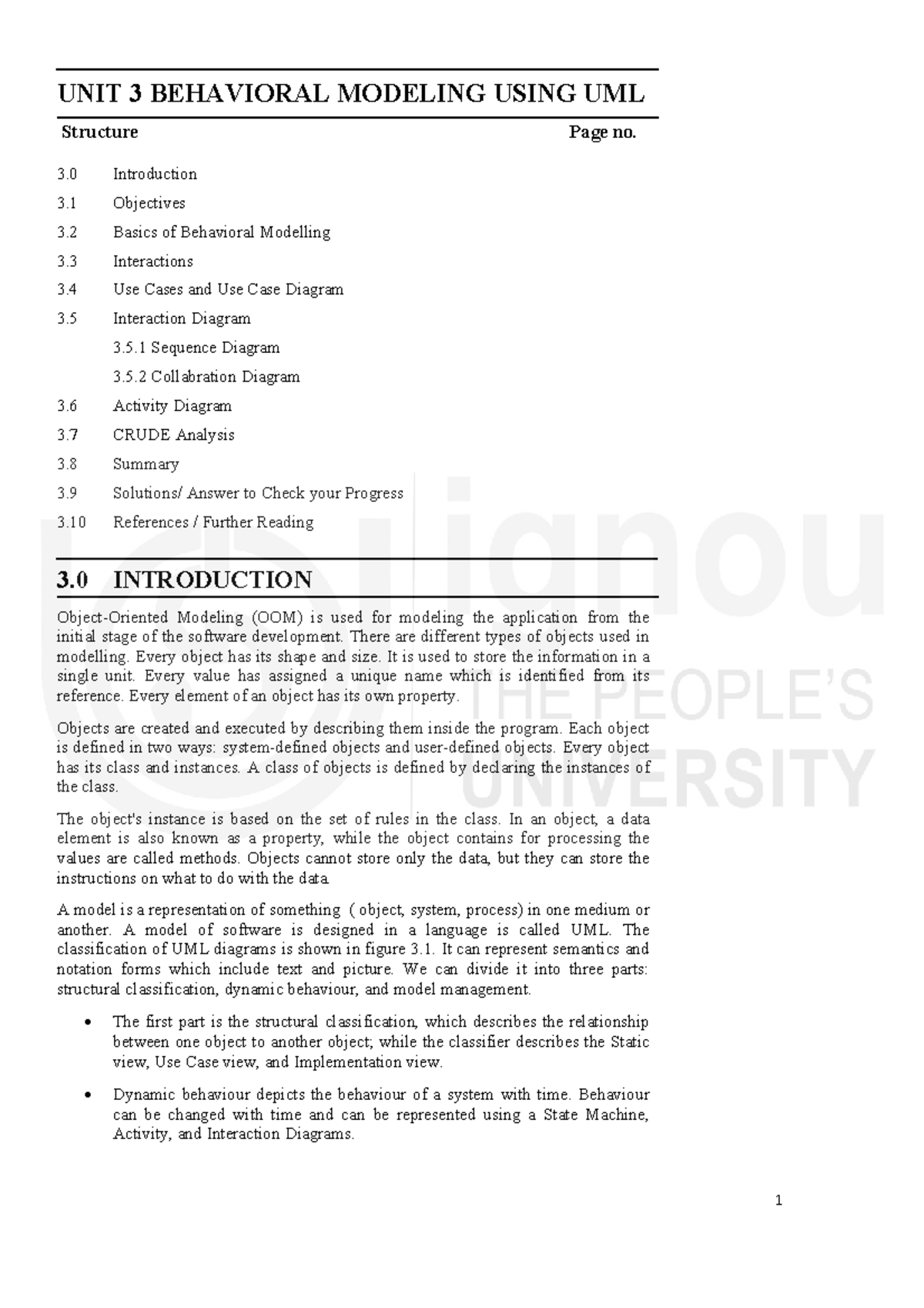 UNIT 3: BEHAVIORAL MODELING USING UML - Structure 3.0 Overview - Studocu