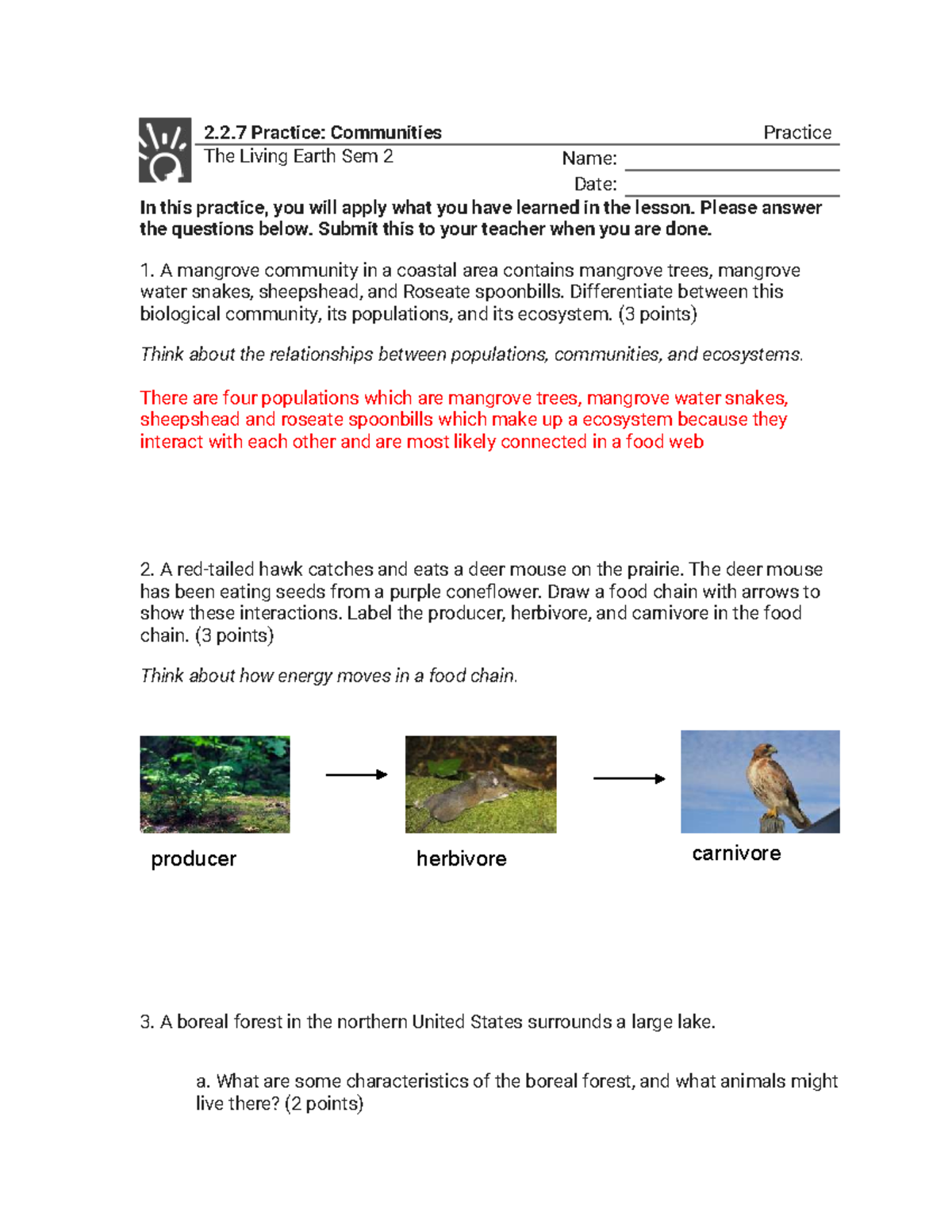 2.2.7 Practice: Understanding Communities and Ecosystems - Studocu