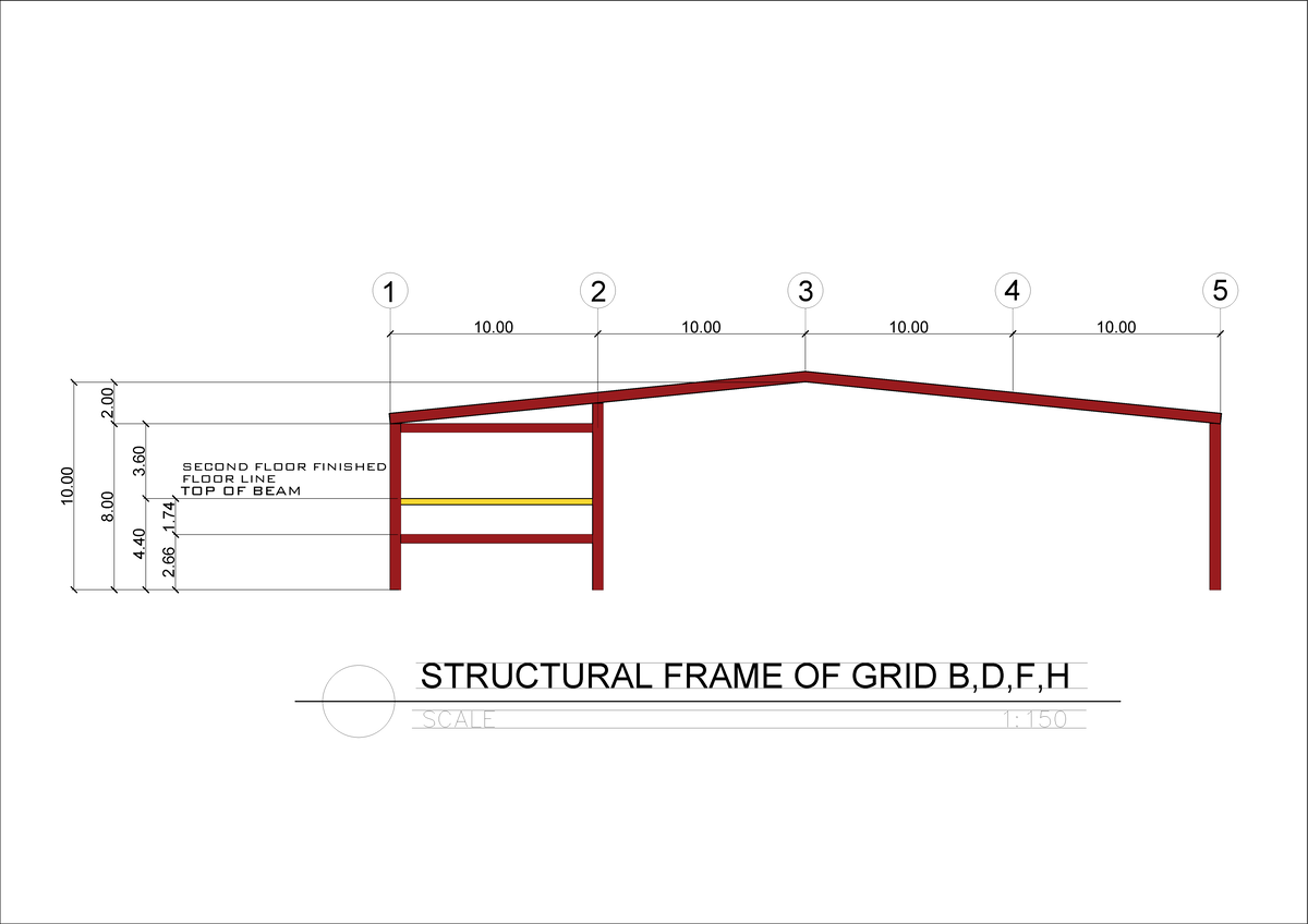 Structural Frame OF GRID B,D,F,H - trung Tâm Tiếng Anh Harvard. - 1 2 3 ...