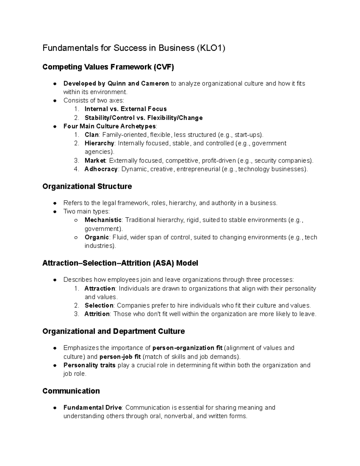 Compressed Fundamentals for Success in Business (KLO1) - Fundamentals ...