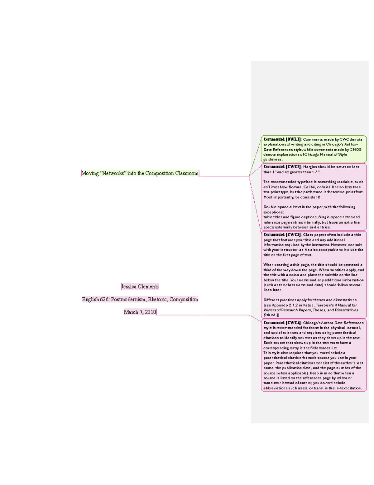 CMOS Author-Date Style Guide: Sample Paper for English 626 - Studocu