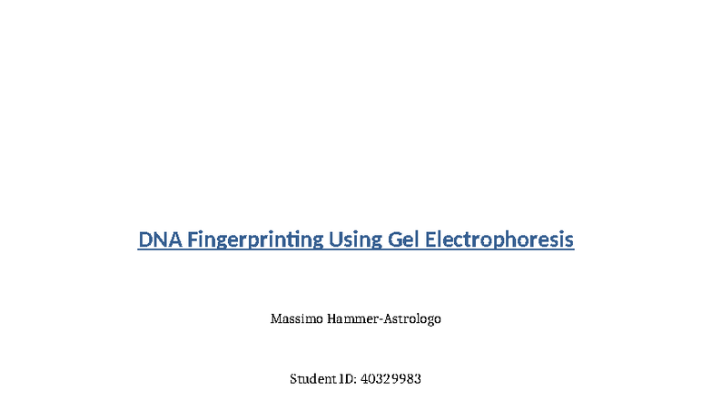 BIOL 201 Lab 5: DNA Fingerprinting via Gel Electrophoresis - Studocu