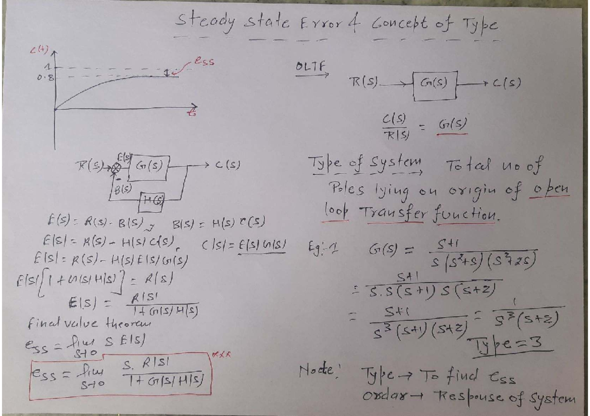 Lec-34 to 38: Steady State Error Analysis in Control Systems - Studocu