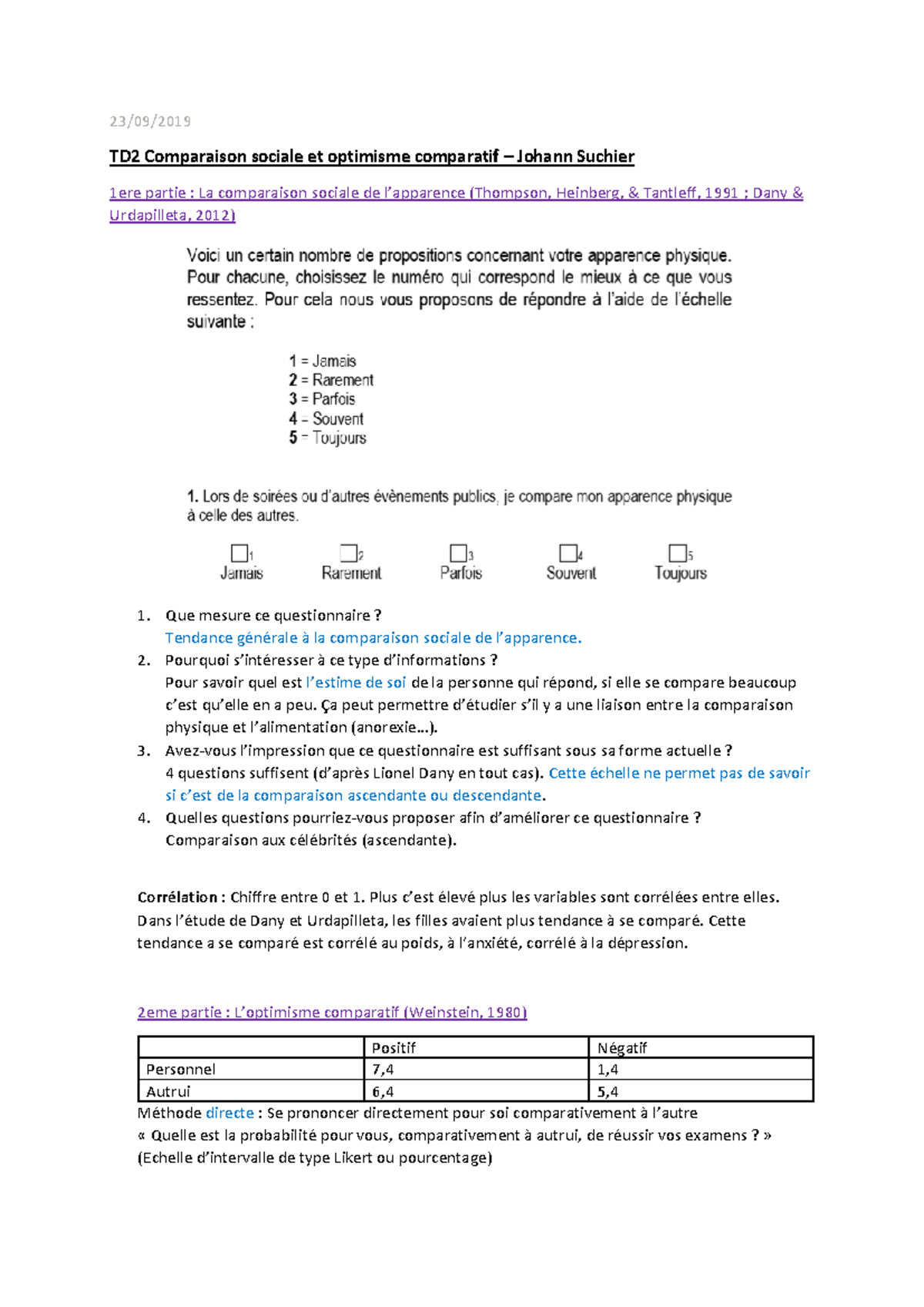 Comparaison sociale et optimisme comparatif - Pourquoi s’intéresser à ...