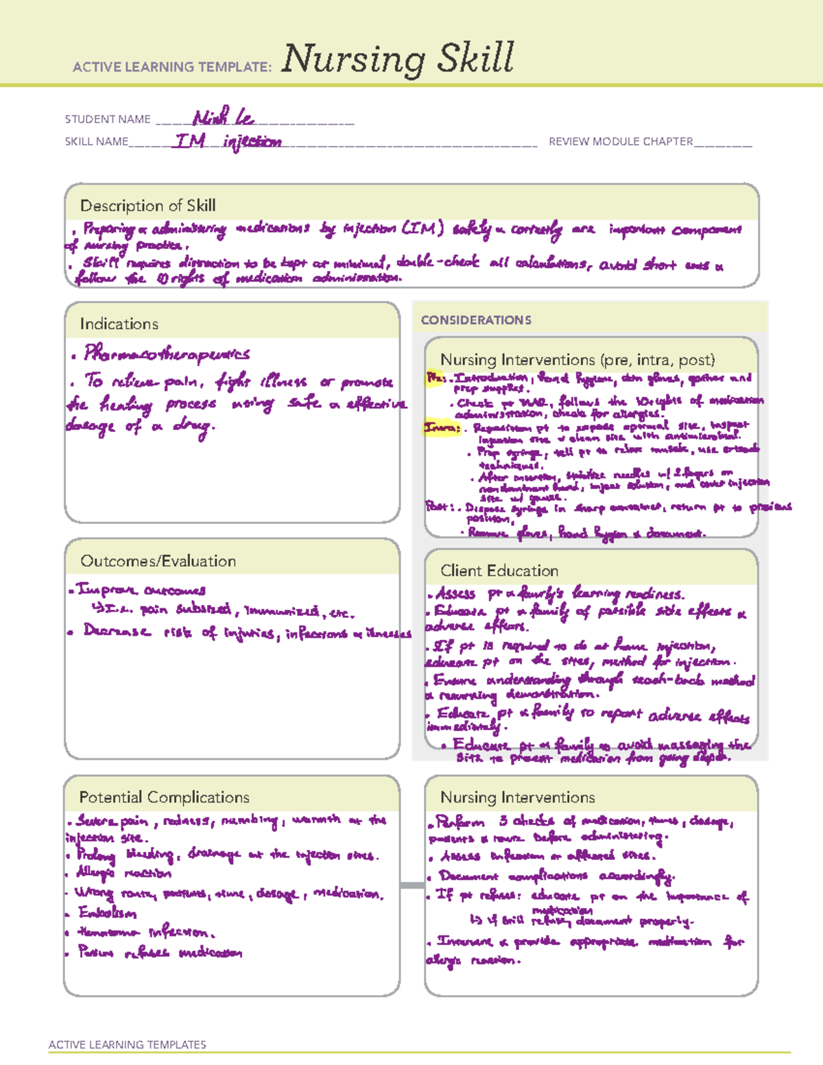 113C IM Injection ATI - ACTIVE LEARNING TEMPLATES Nursing Skill STUDENT ...
