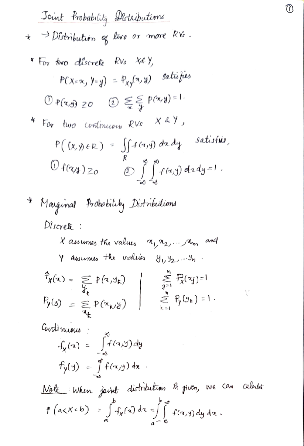 PSLP 4th Sem Unit 2: Joint & Marginal Probability Distributions - Studocu