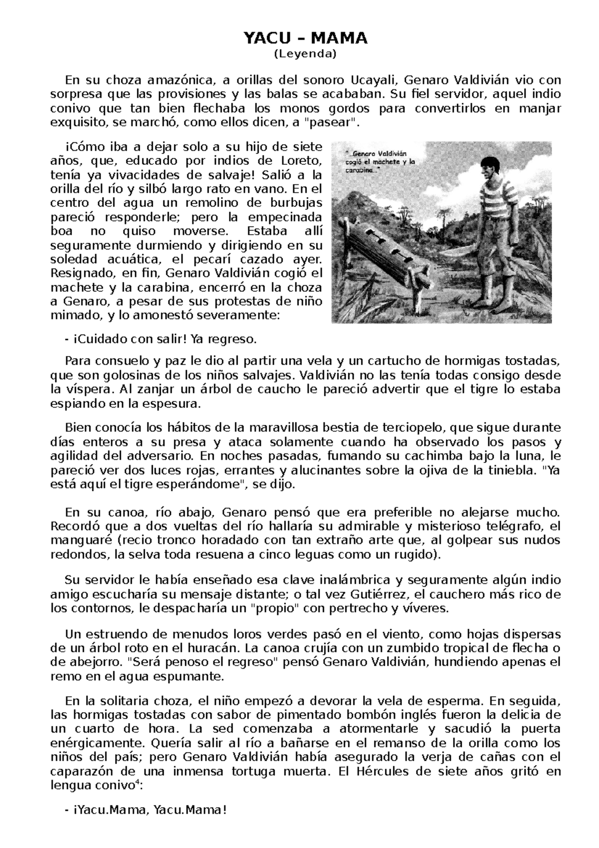 YACU MAMA: Resumen y Análisis de la Leyenda Amazónica - Studocu