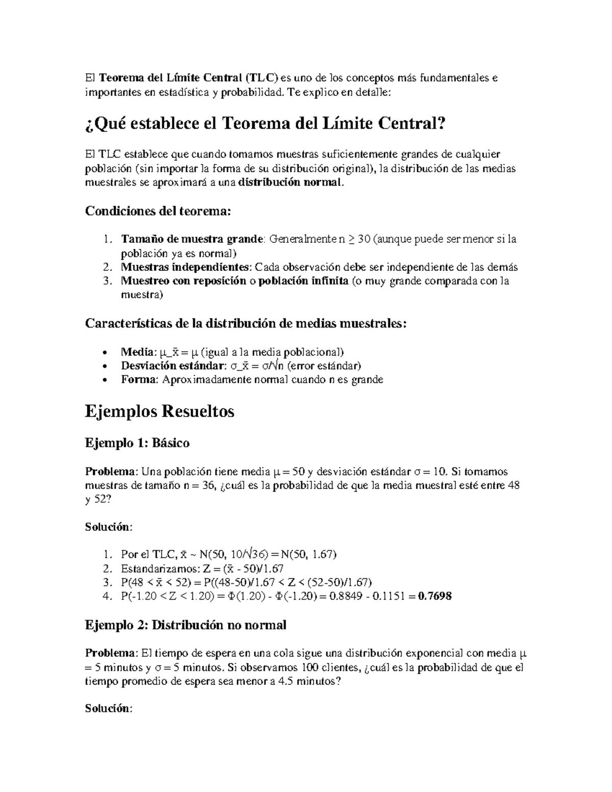 S06 s1 Teorema del Límite Central: Fundamentos y Aplicaciones - Studocu