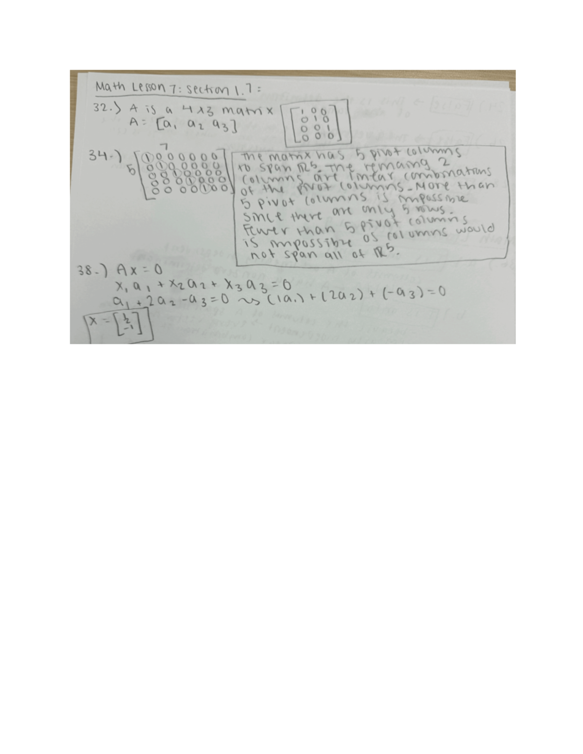 Lesson 7 - Understanding Pivot Columns in Linear Algebra - Studocu