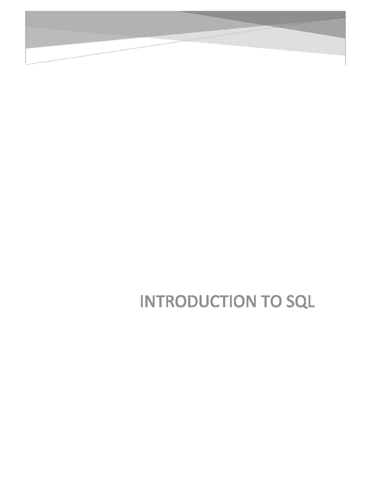 Introduction to SQL: Essential Notes for CSIS2634 Course - Studocu