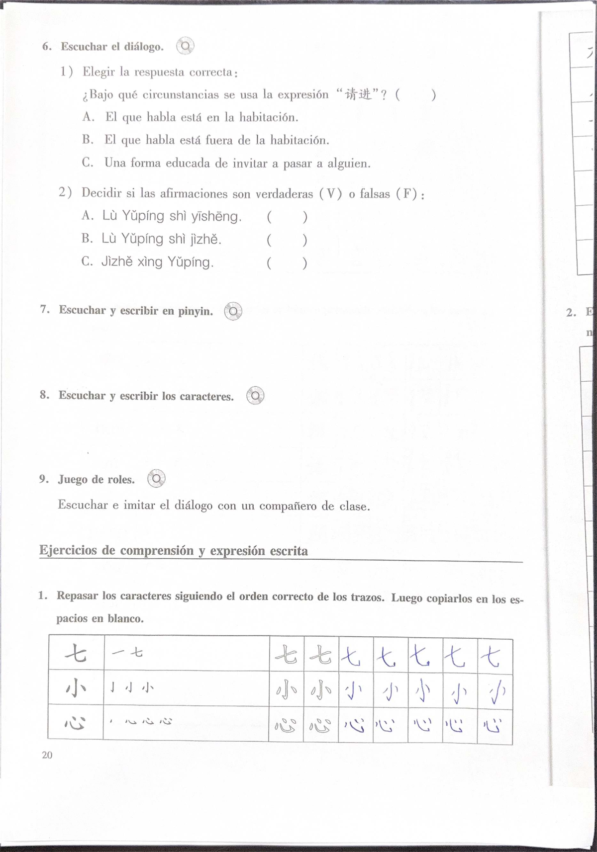 Tarea 4: Ejercicios de Comprensión y Expresión en Chino - Studocu