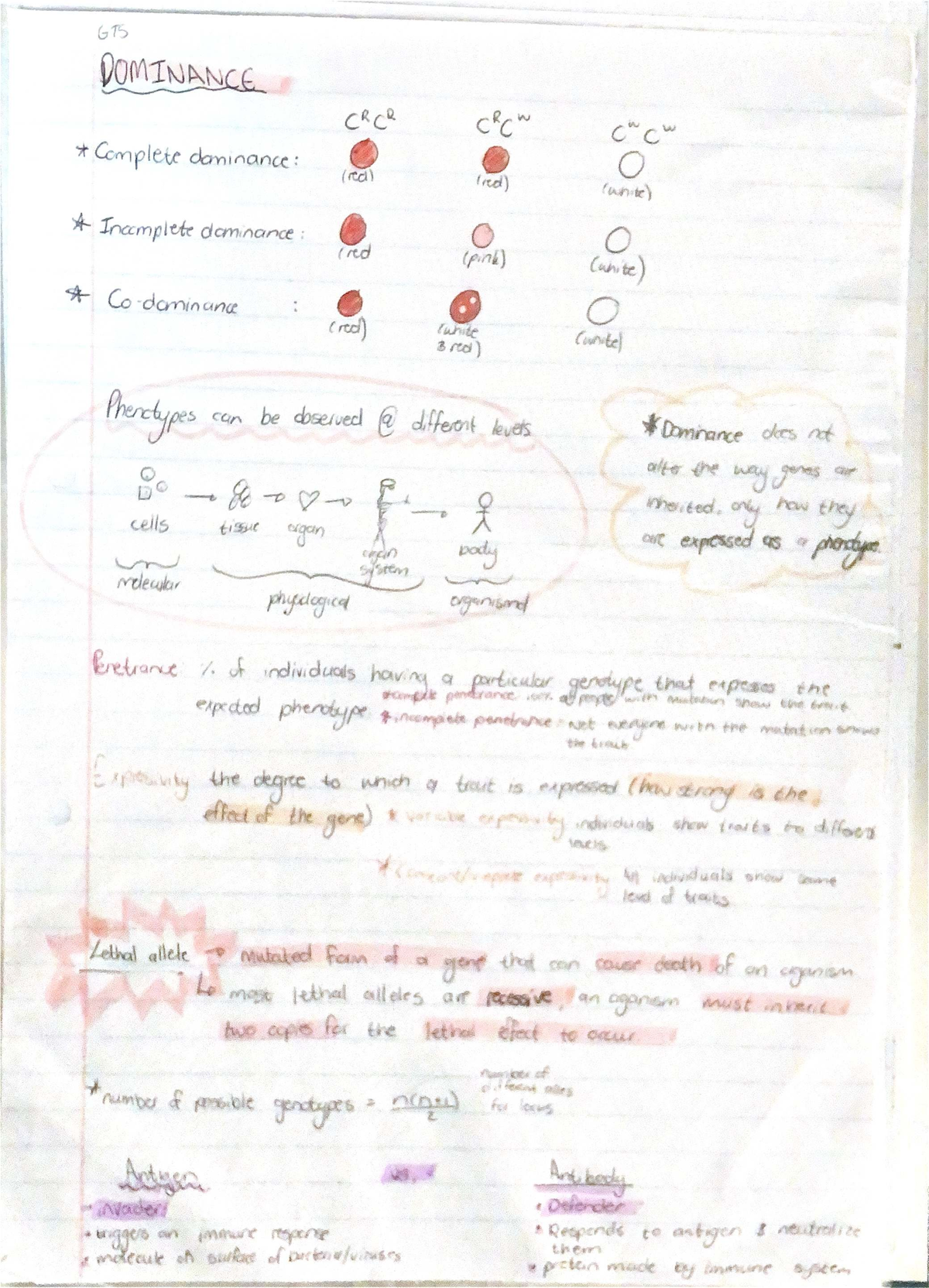 GTS 101: Types of Dominance - Complete & Incomplete Dominance - Studocu