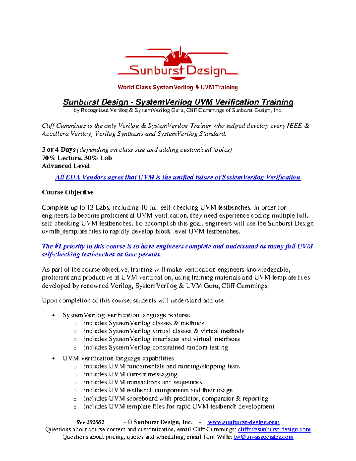 UVM 3-4 Day Advanced SystemVerilog Verification Training Guide - Studocu