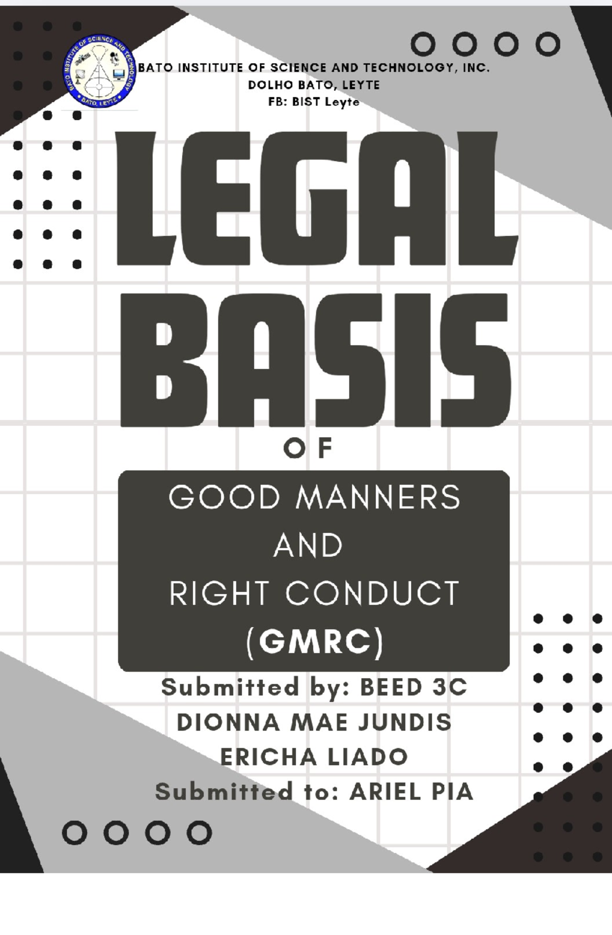Legal Basis of Good Manners and Right Conduct (GMRC) Module Overview ...