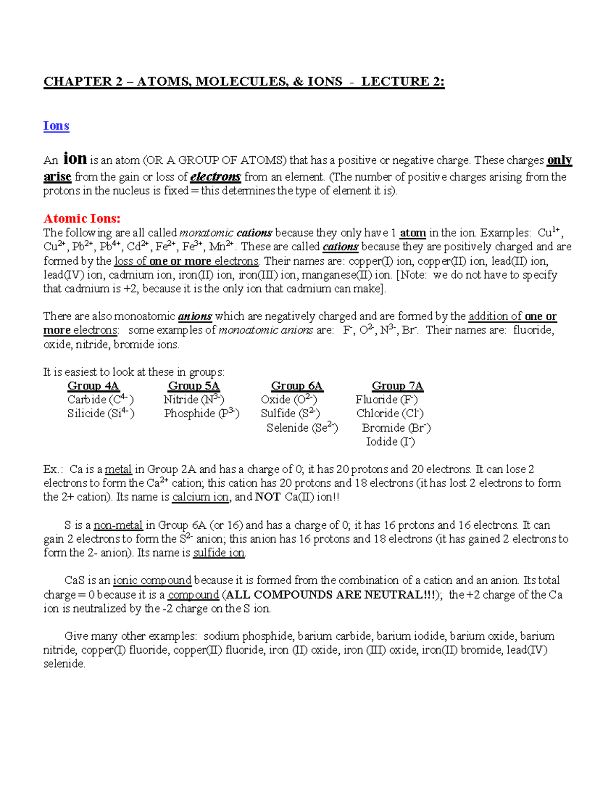 Naming Ions and Oxoacids: Lecture Notes for CHEM RAL090225 - Studocu