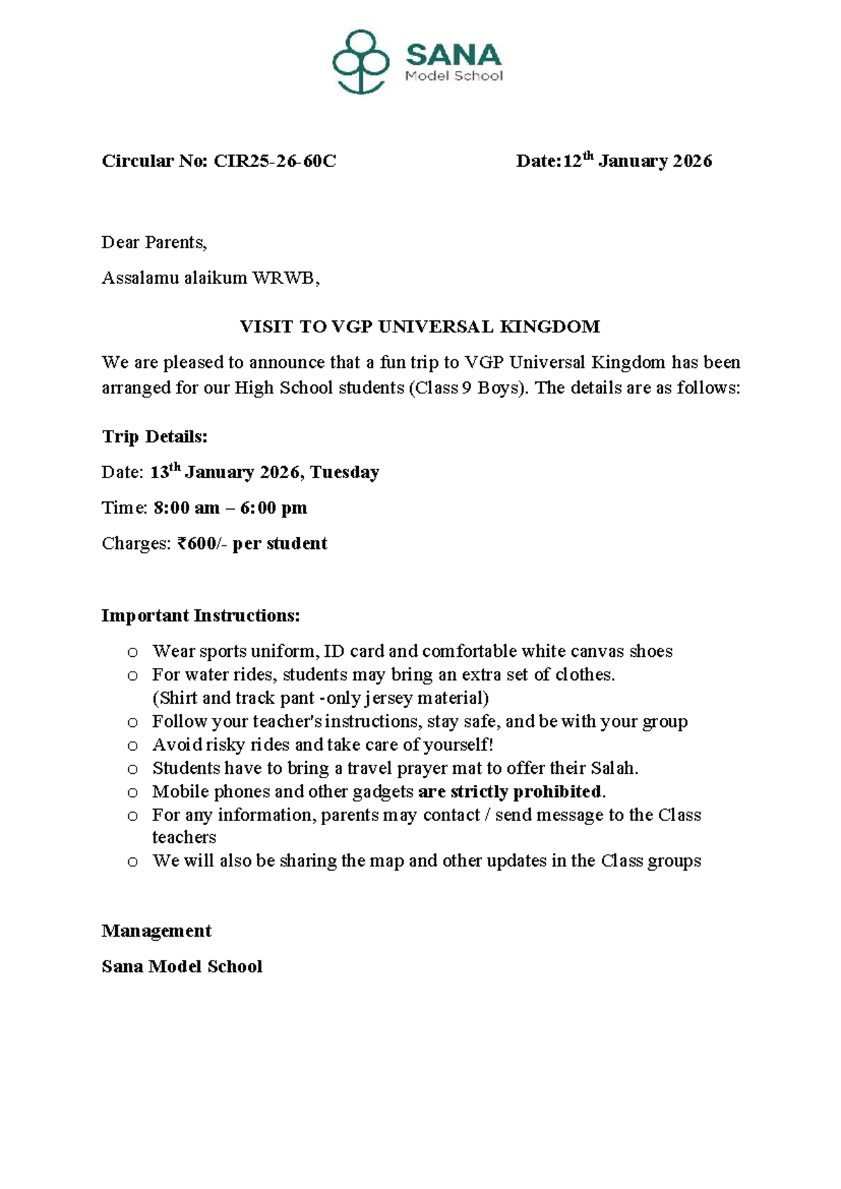 CIR25-26-60C: Field Trip to VGP Universal Kingdom for IX (Boys) - Studocu