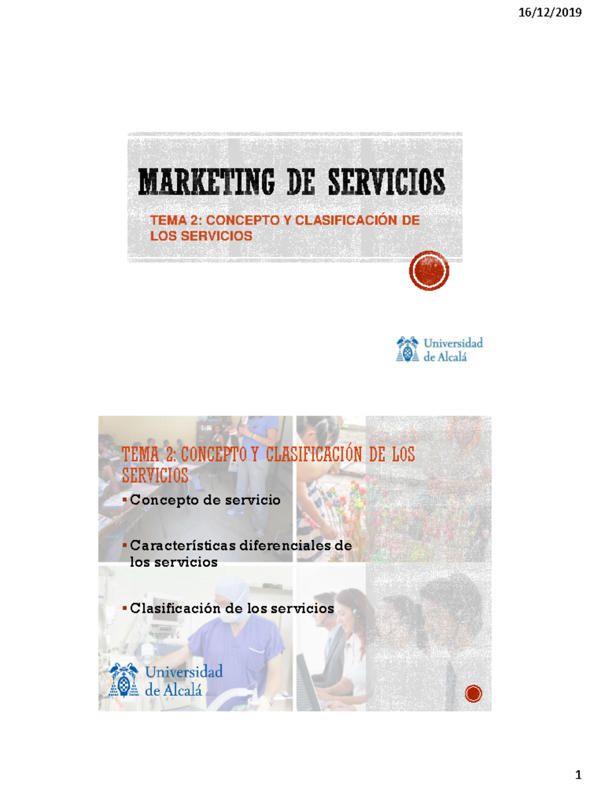 TEMA 2: Concepto y Clasificación de los Servicios en Marketing - Studocu