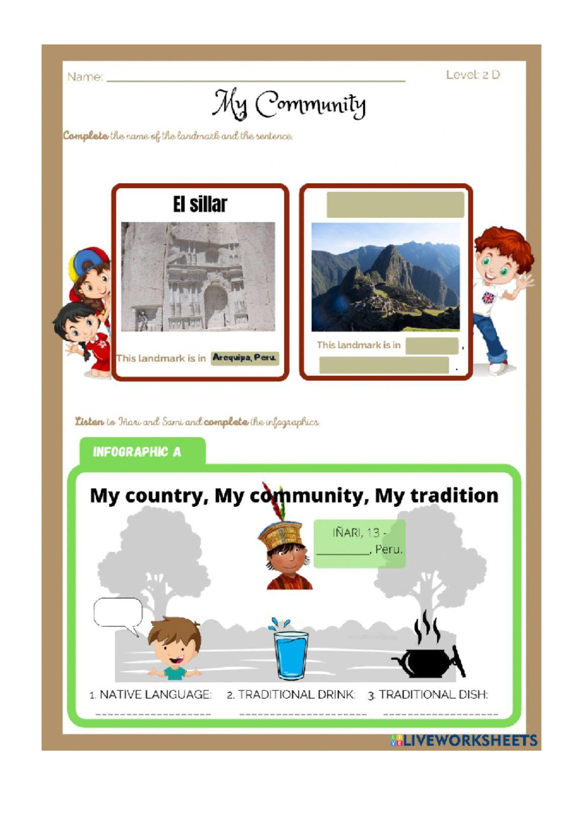 Community Worksheet: My Community and Traditions - Level 2 D - Studocu