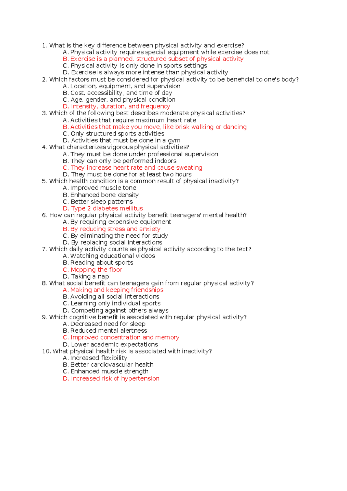 Physical Activity vs. Exercise: Key Differences and Benefits - Studocu