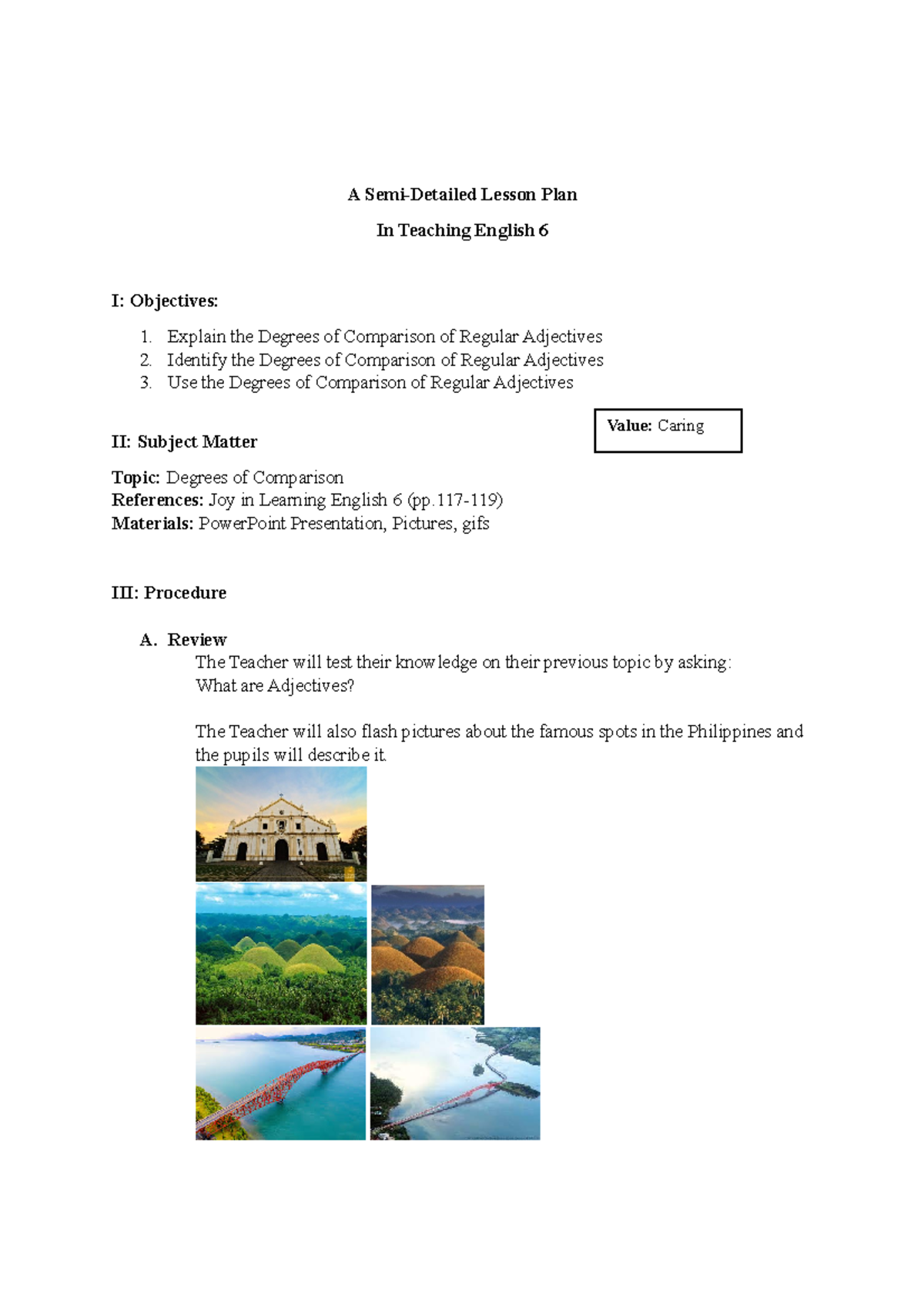 COT - This is a Lesson Plan for COT - A Semi-Detailed Lesson Plan In ...