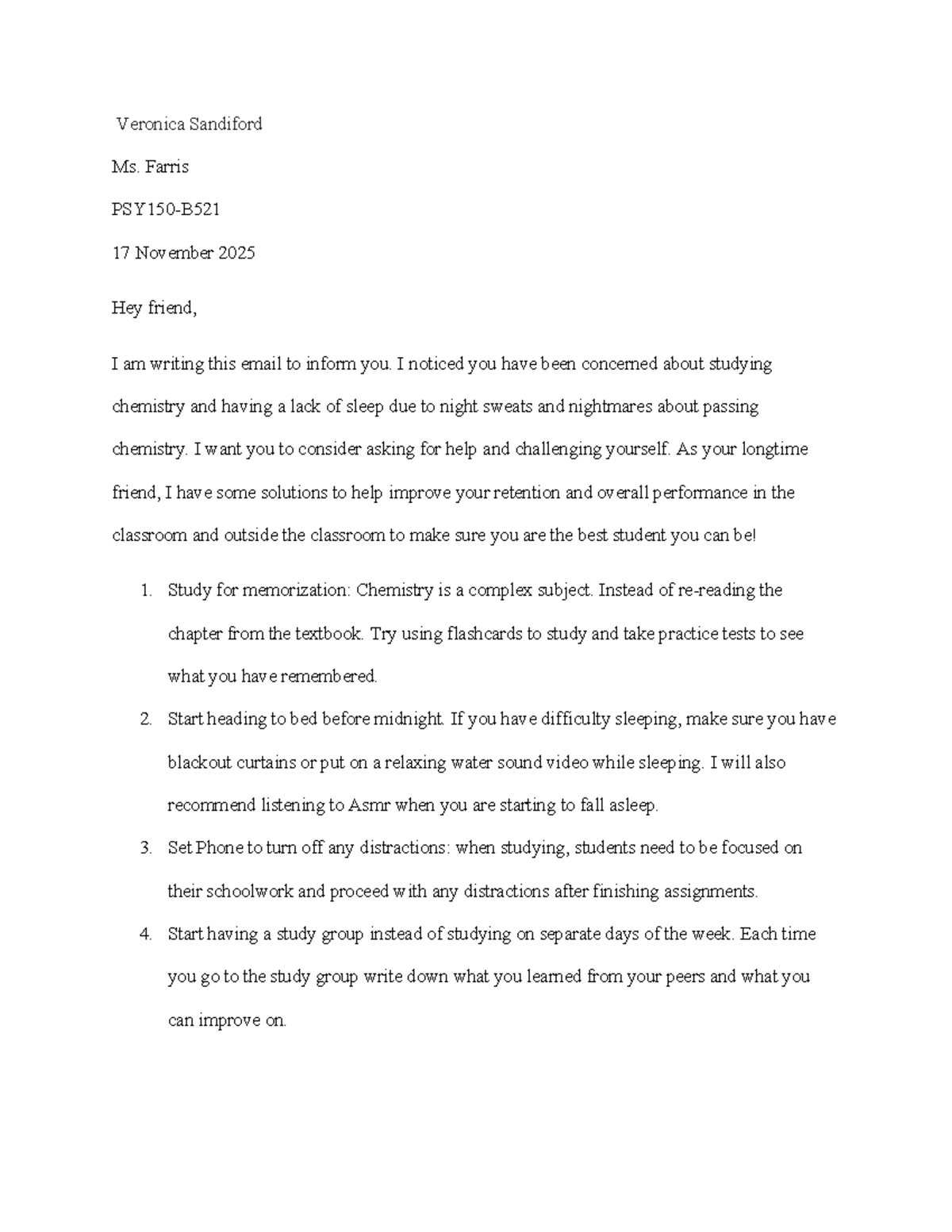 Study Tips for Chemistry Success - Veronica Sandiford - Studocu