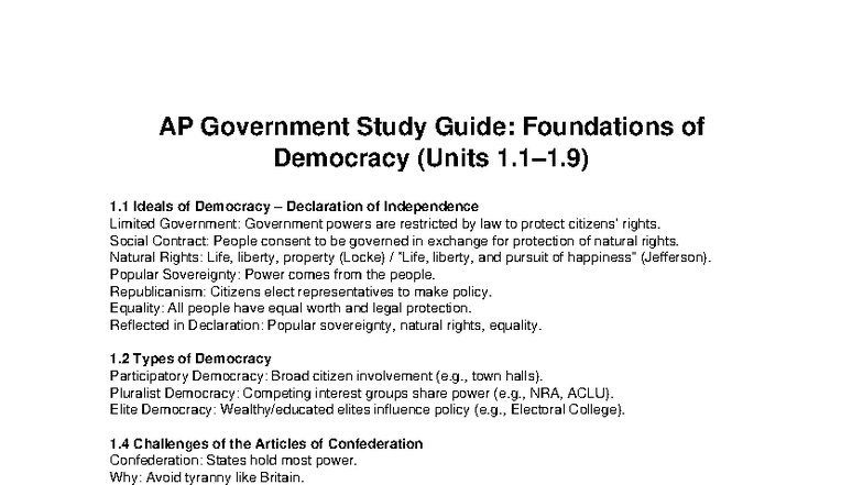 AP Gov Study Guide Federalism - AP Government Study Guide: Foundations ...