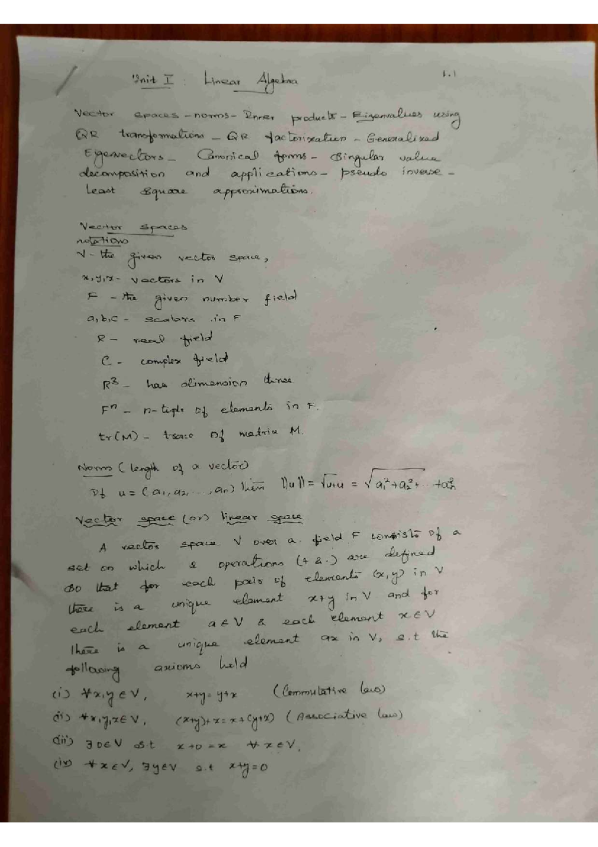 Linear Algebra Notes: Vector Spaces, Eigenvalues, and QR Factorization ...