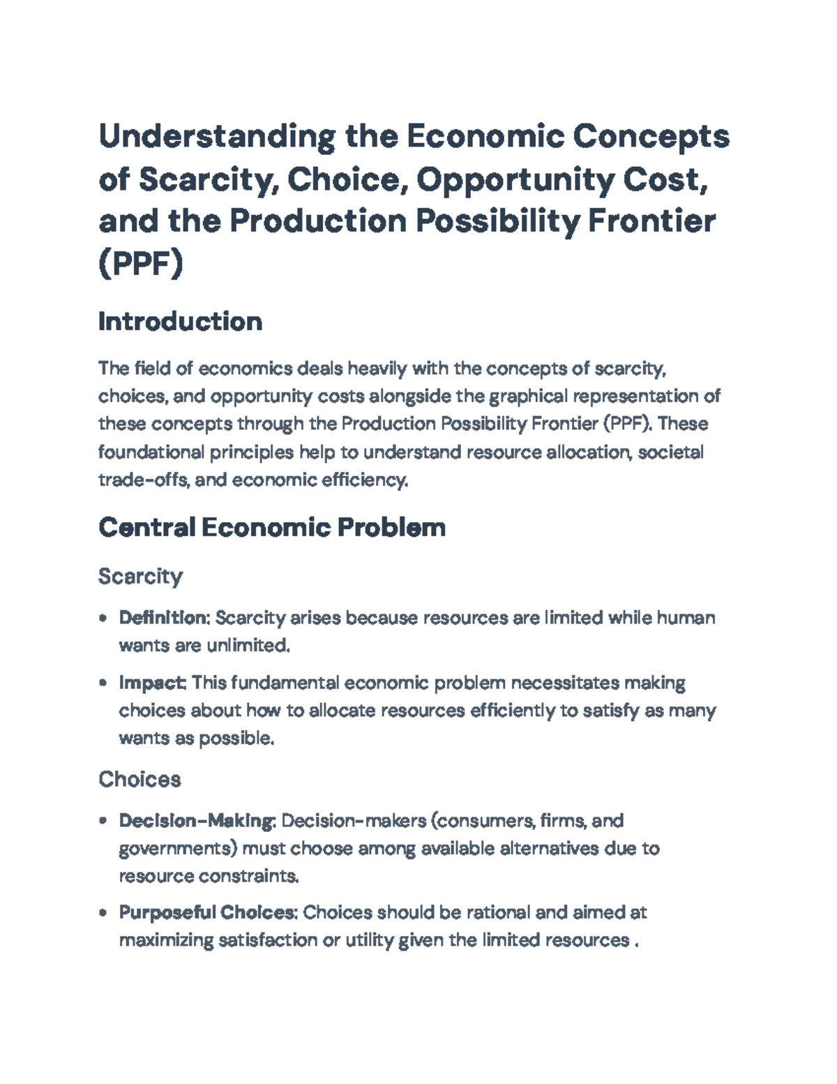 Understanding Scarcity, Choice, Opportunity Cost & PPF in Econ 101 ...