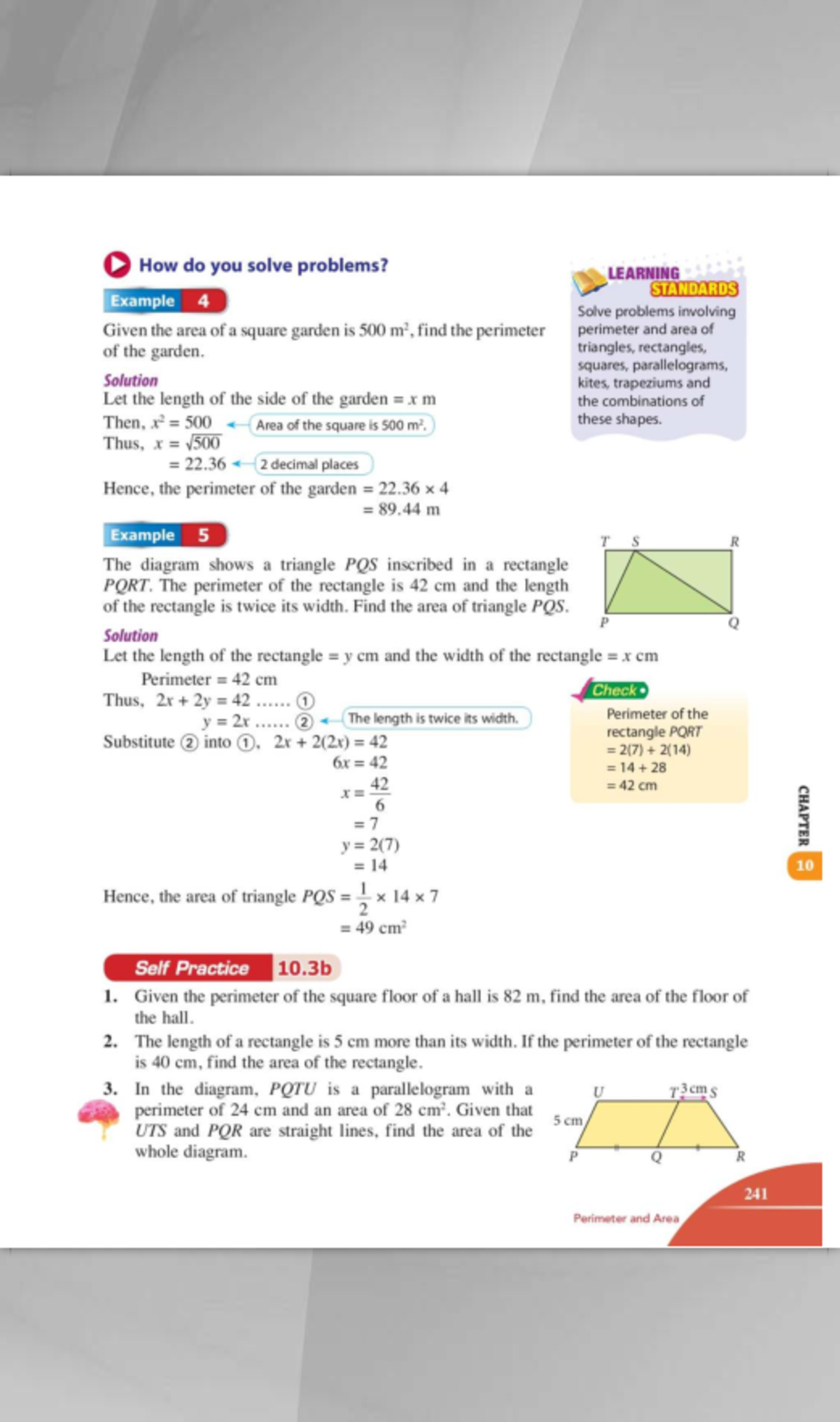 Mathematics FORM 1: Solving Area & Perimeter Problems - Studocu