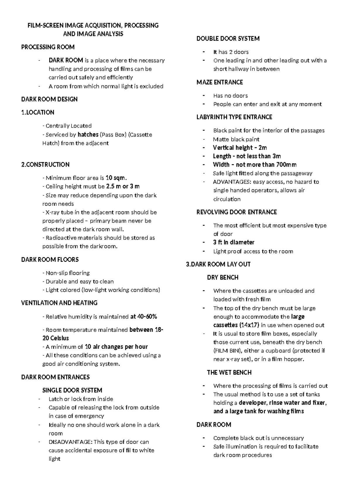 FIAPIA Prelim: Image Acquisition & Dark Room Design Essentials - Studocu