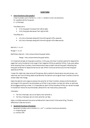 Functions Grade 11 - FUNCTIONS Linear functions: (Line graphs) Revision ...