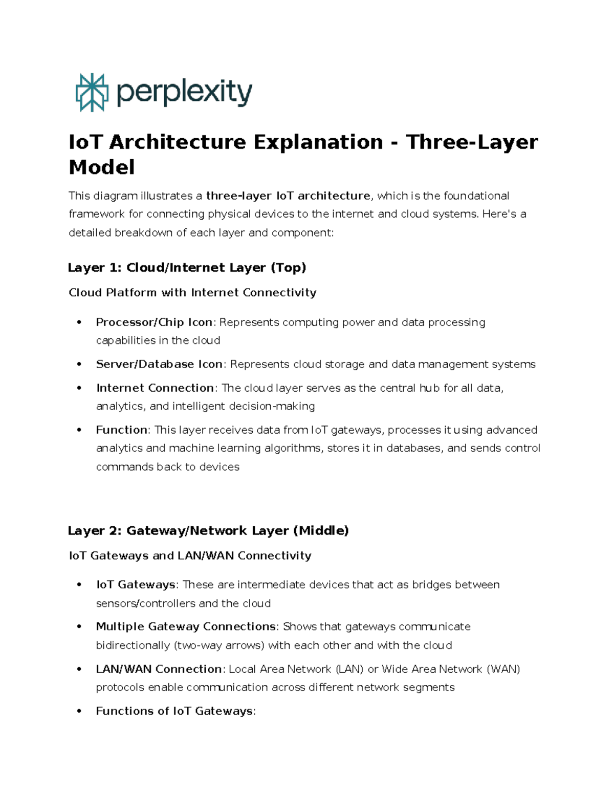 IoT Architecture Overview - Three-Layer Model Explanation - Studocu