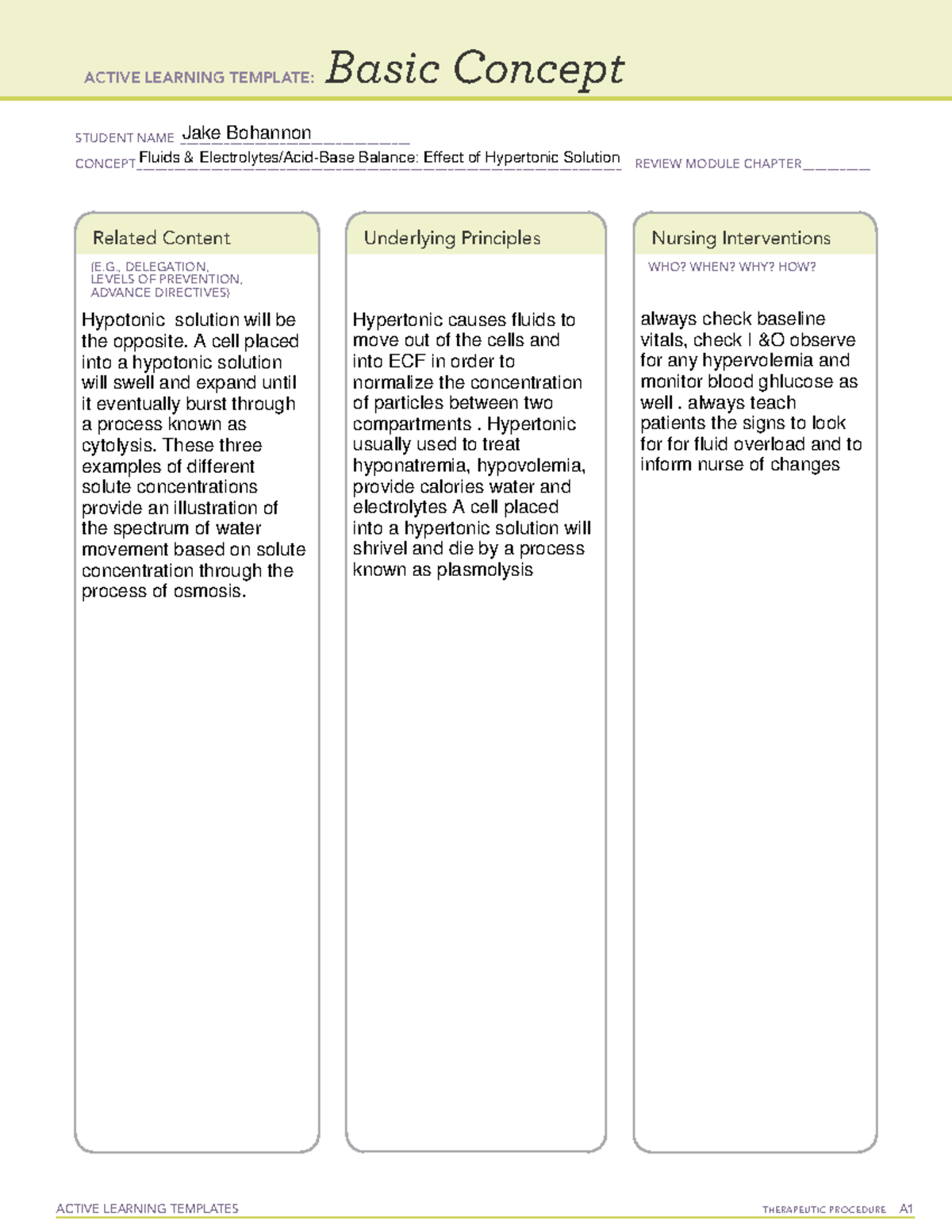Active Learning Template: Basic Concepts in Fluids & Electrolytes - Studocu