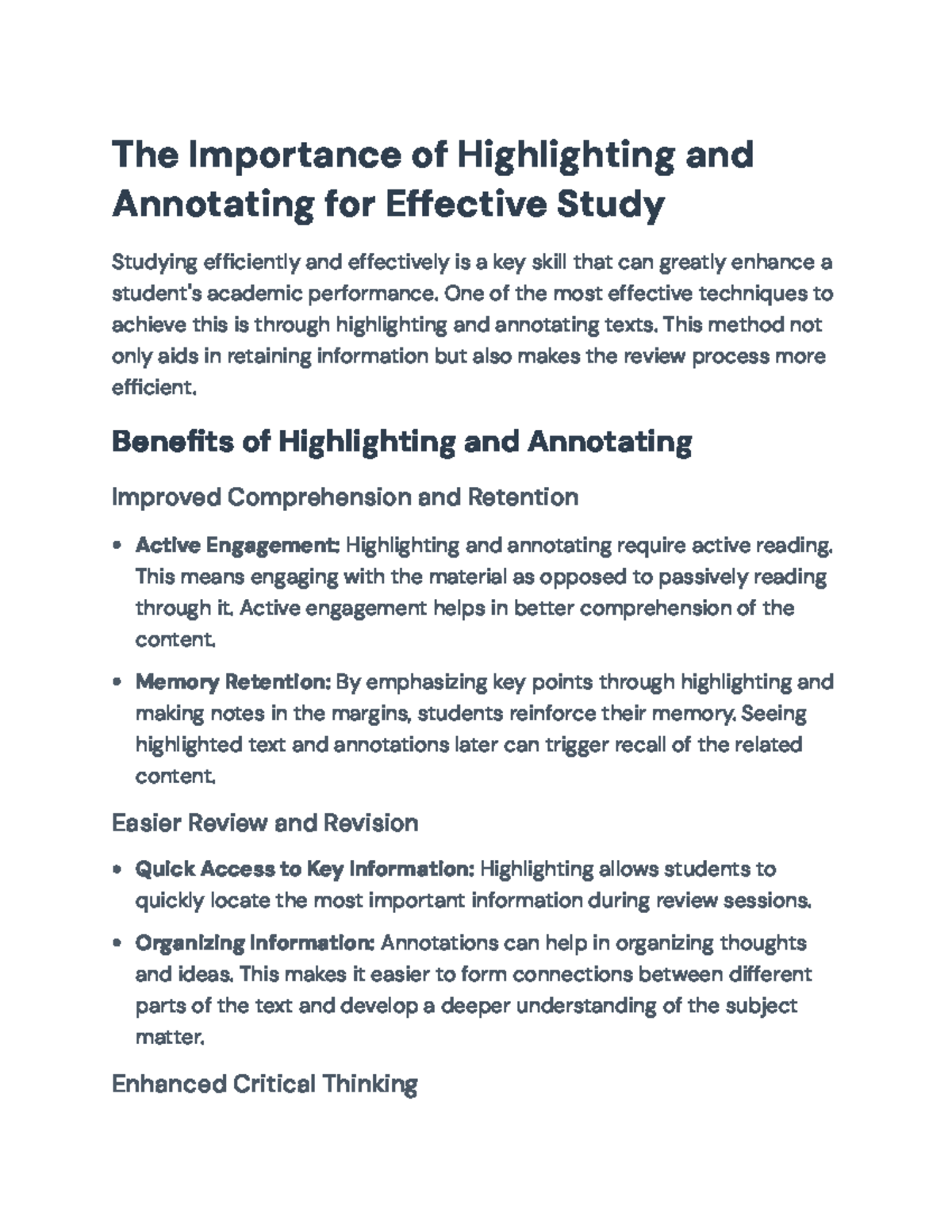 Effective Strategies for Highlighting and Annotating Texts - The ...