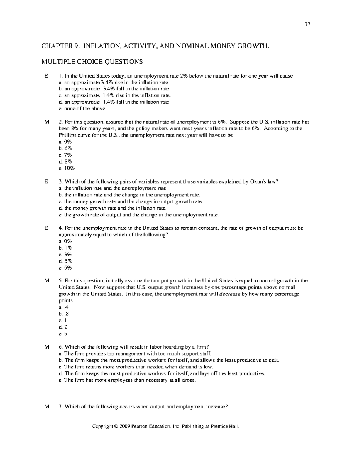 Ch9 TB 5e - Solutions - CHAPTER 9. INFLATION, ACTIVITY, AND NOMINAL ...
