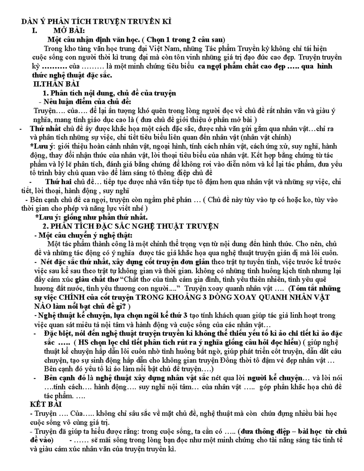 PHÂN TÍCH TRUYỆN TRUYỀN KÌ: NỘI DUNG VÀ NGHỆ THUẬT - Studocu