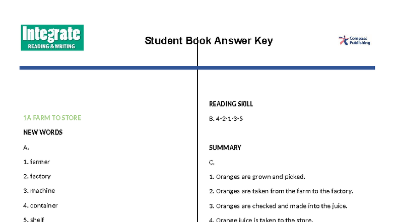 Integrate Reading Writing Basic 1 Student Book Answer Key Pre2019 ...