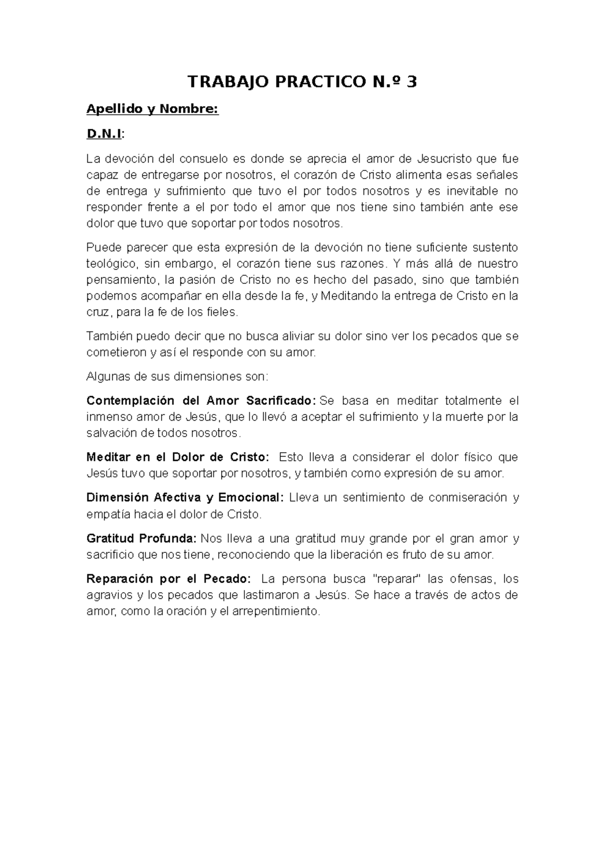 TP 3 de Teología 2025: La Devoción del Consuelo y el Amor de Cristo ...